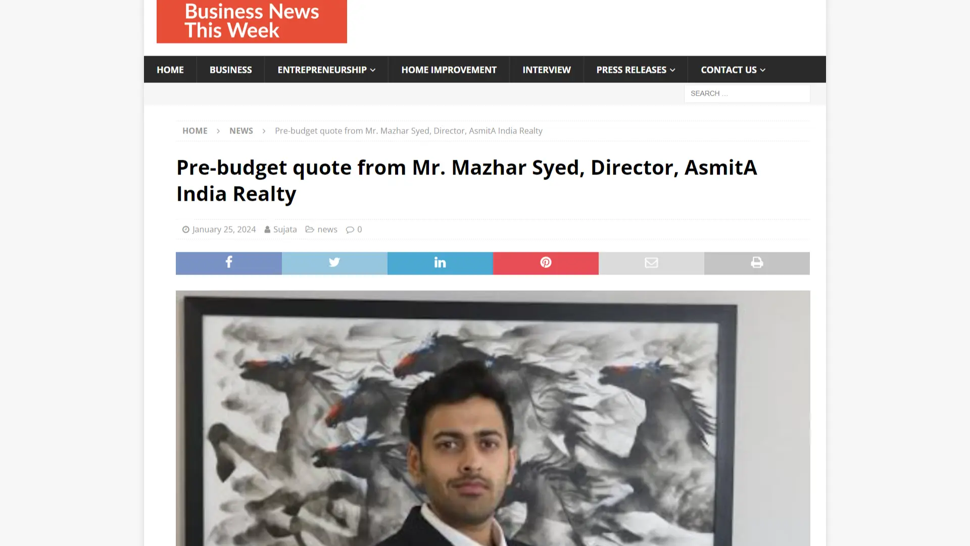 Pre-budget quote from Mr. Mazhar Syed, Director, AsmitA India Realty ...